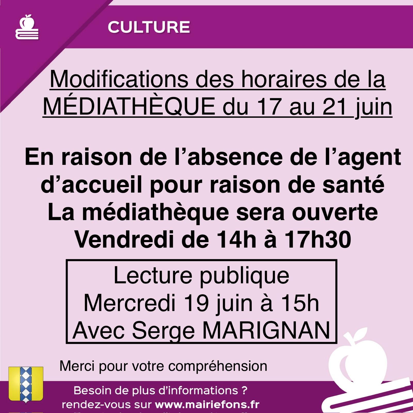 Informations médiathèque de Fons - Commune de Fons : Commune de Fons